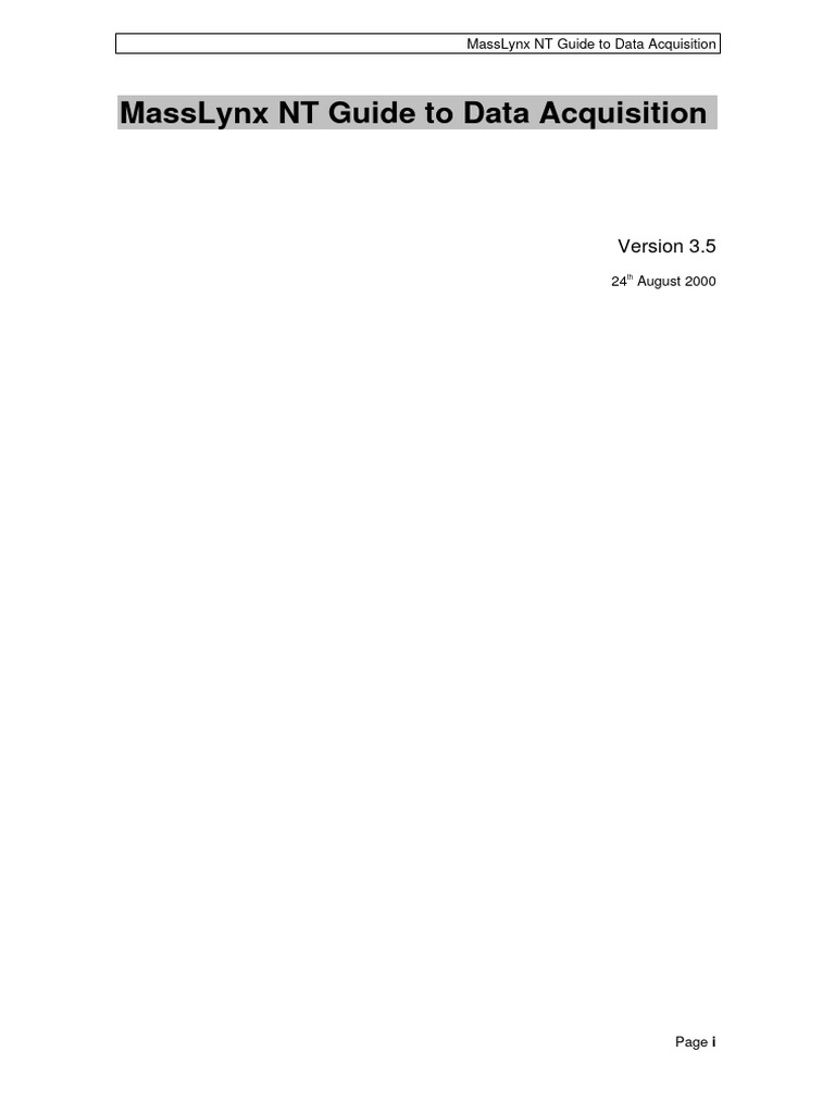 Micromass Quattro Micro Data Acquisition | PDF | Computer Data Storage | Disk Storage