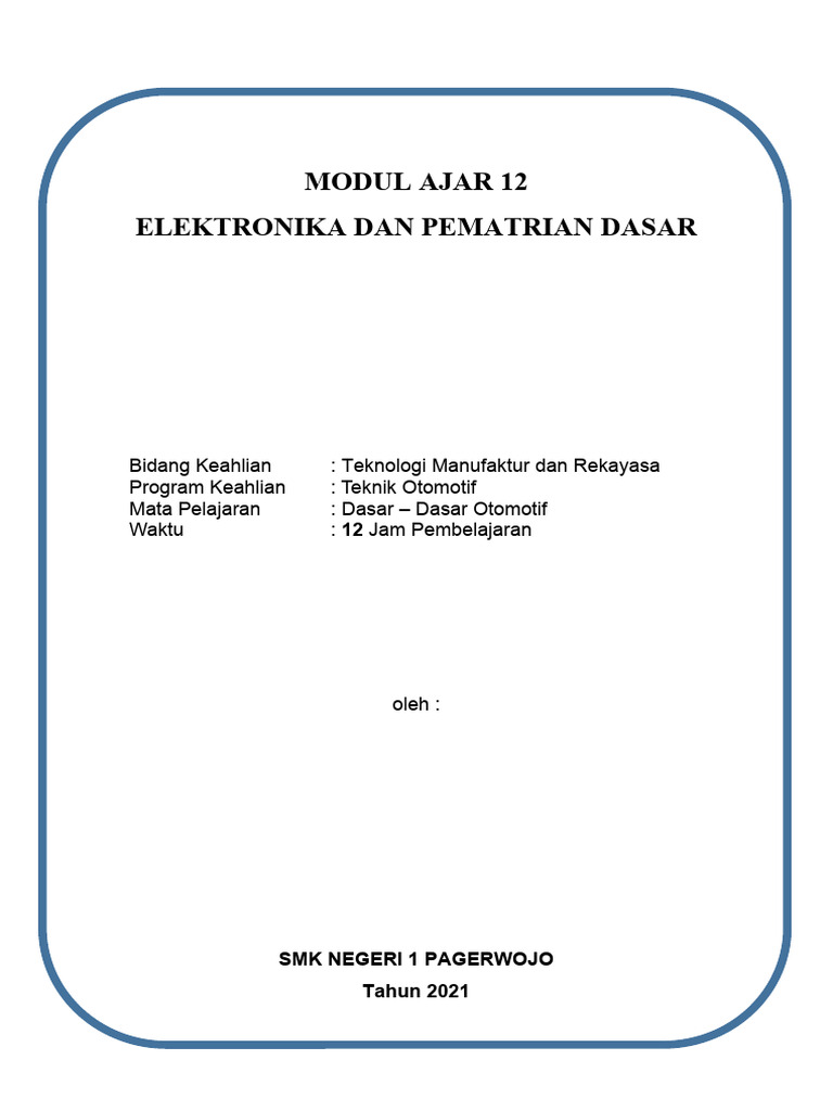 Modul Ajar 12. Elemen 9 Dasar Otomotif | PDF