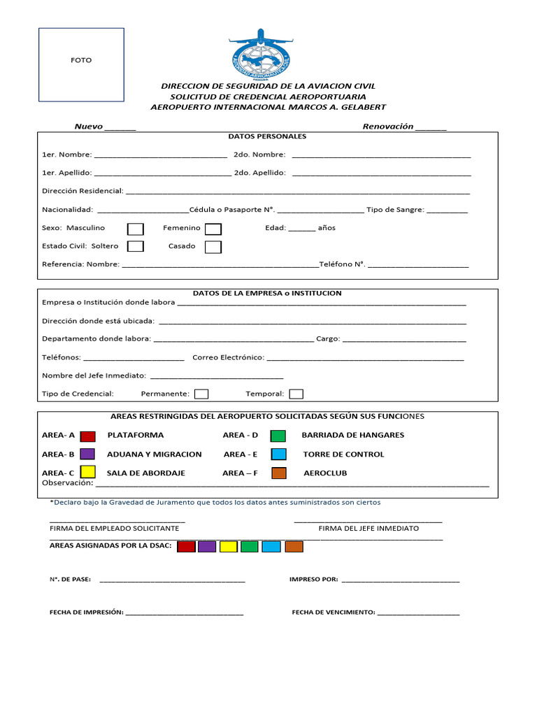 Nuevo Formulario Credencial Marcos A. Gelabert-Albrook | PDF | Aviación