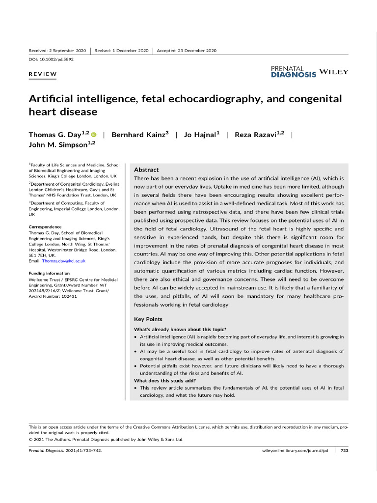Artificial Intelligence, Fetal Echocardiography, and Congenital Heart Disease | PDF