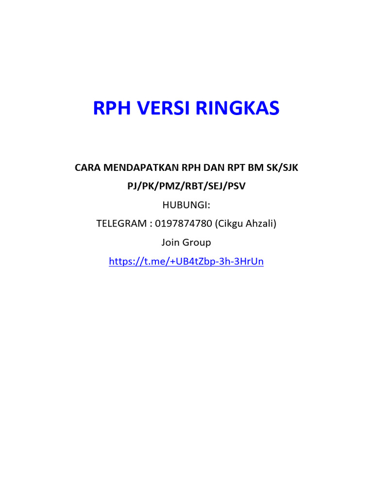 RPH Versi Ringkas 2024 2025 | PDF