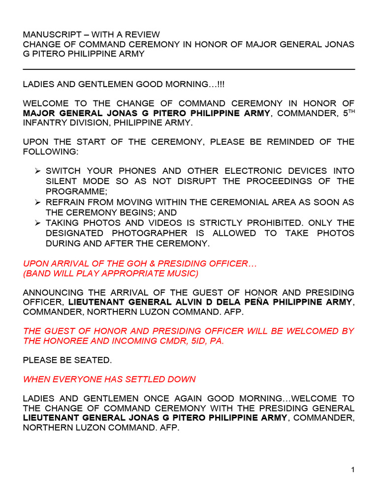 Final Change of Command With A Review Manuscript Final | PDF ...