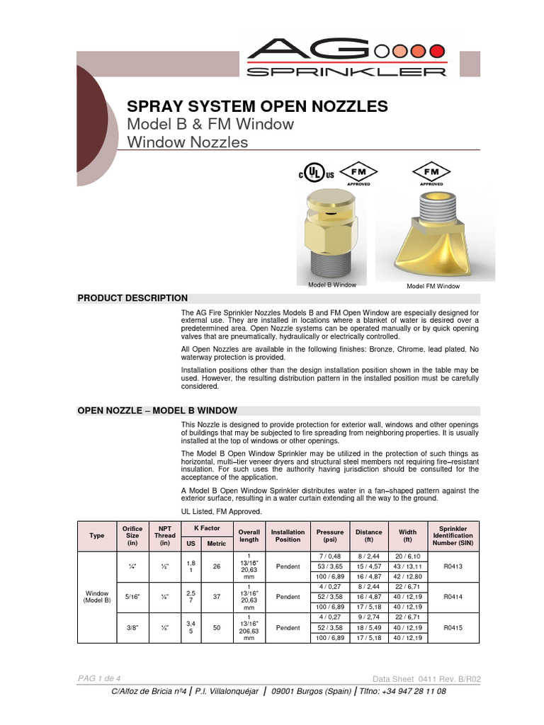 B-FM-Window-Nozzle_R02 | PDF | Fire Sprinkler System | Mechanical ...