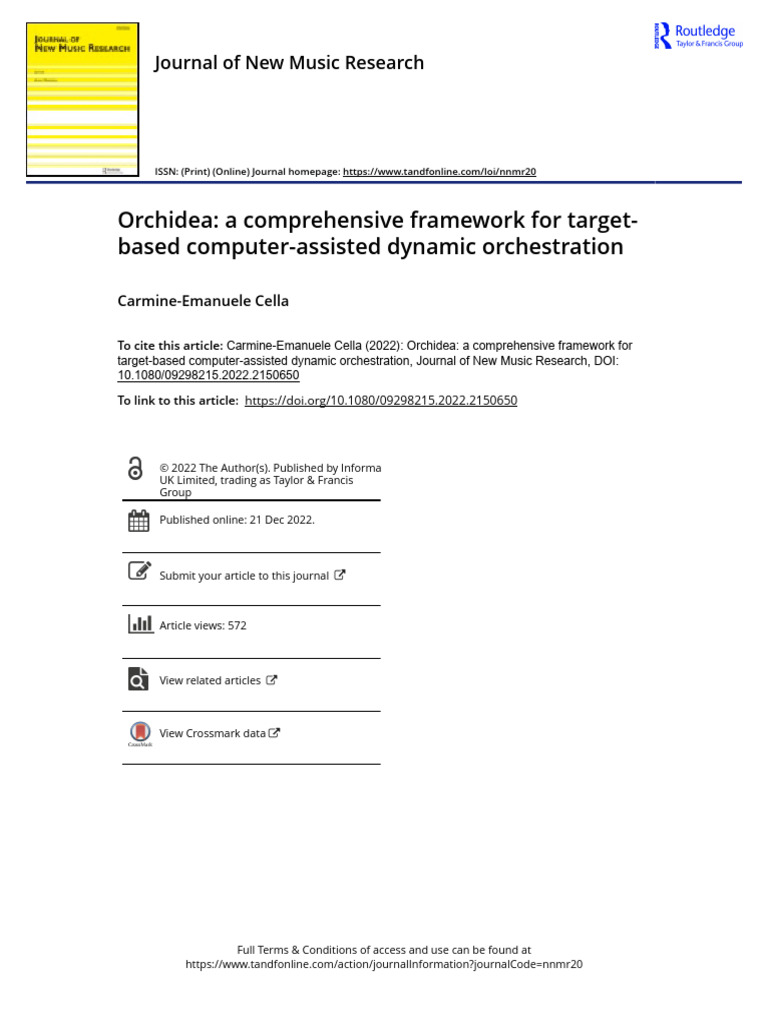 Orchidea A Comprehensive Framework For Target Based Computer Assisted Dynamic Orchestration | PDF