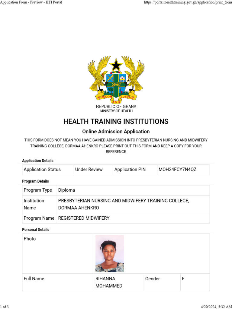 Application Form - Preview - HTI Portal | PDF