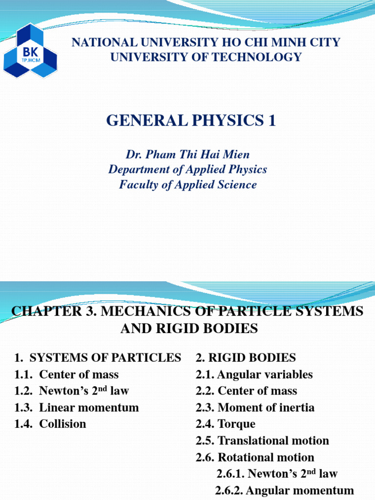 Chapter 3 - Mechanics of Particle Systems and Rigid Bodies | PDF | Rotation Around A Fixed Axis ...
