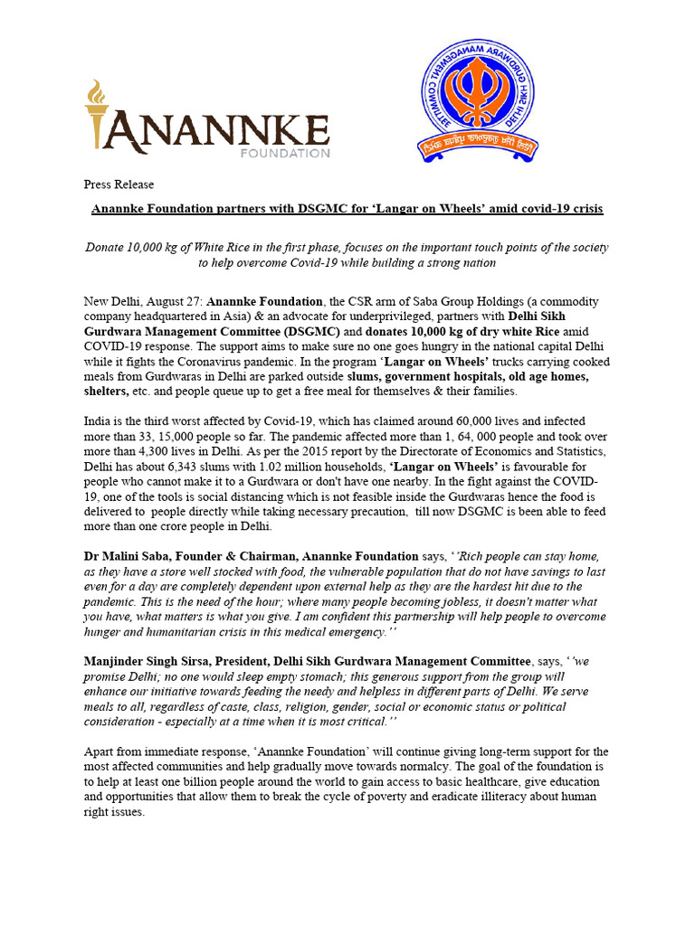 DSGMC and Anannke's Langar on Wheels | PDF | Social Science