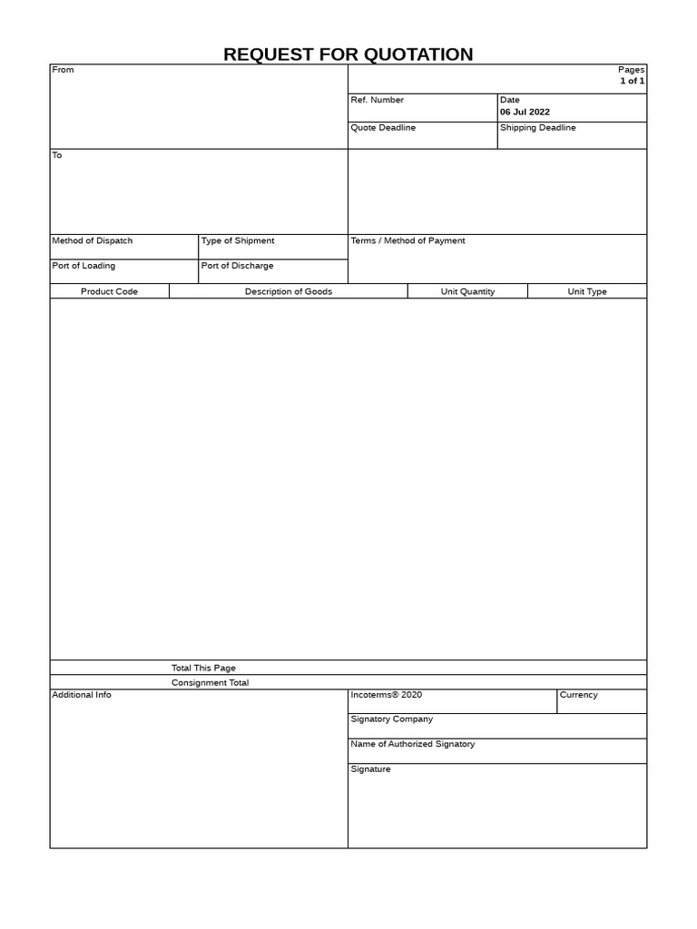 Request For Quotation | PDF