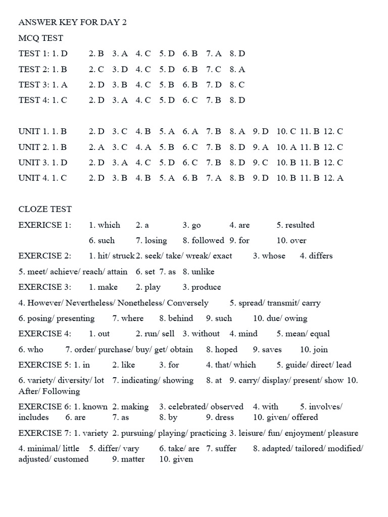 Bdhsgtinh11 Day 2 Answer Key | PDF