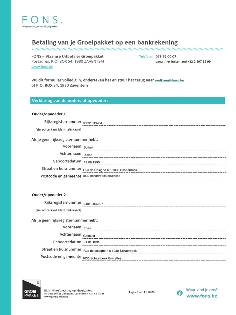Betaling Groeipakket Bankrekening 2BG 2 | PDF