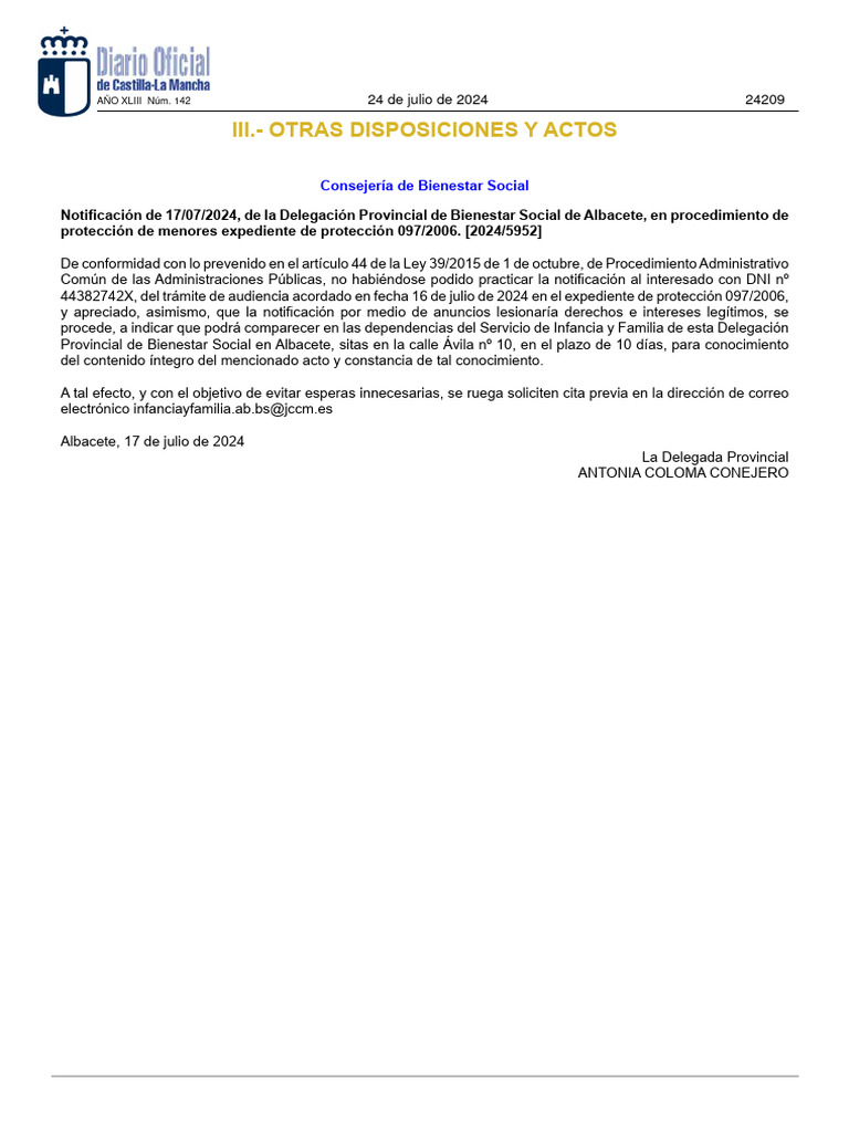 Notificación Protección de Menores | PDF