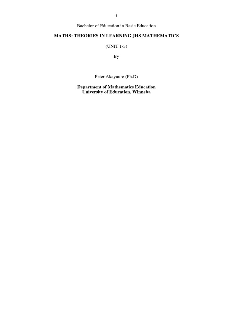 Theories in Learning Jhs Mathematics (Unit 1-3) | PDF | Attitude ...