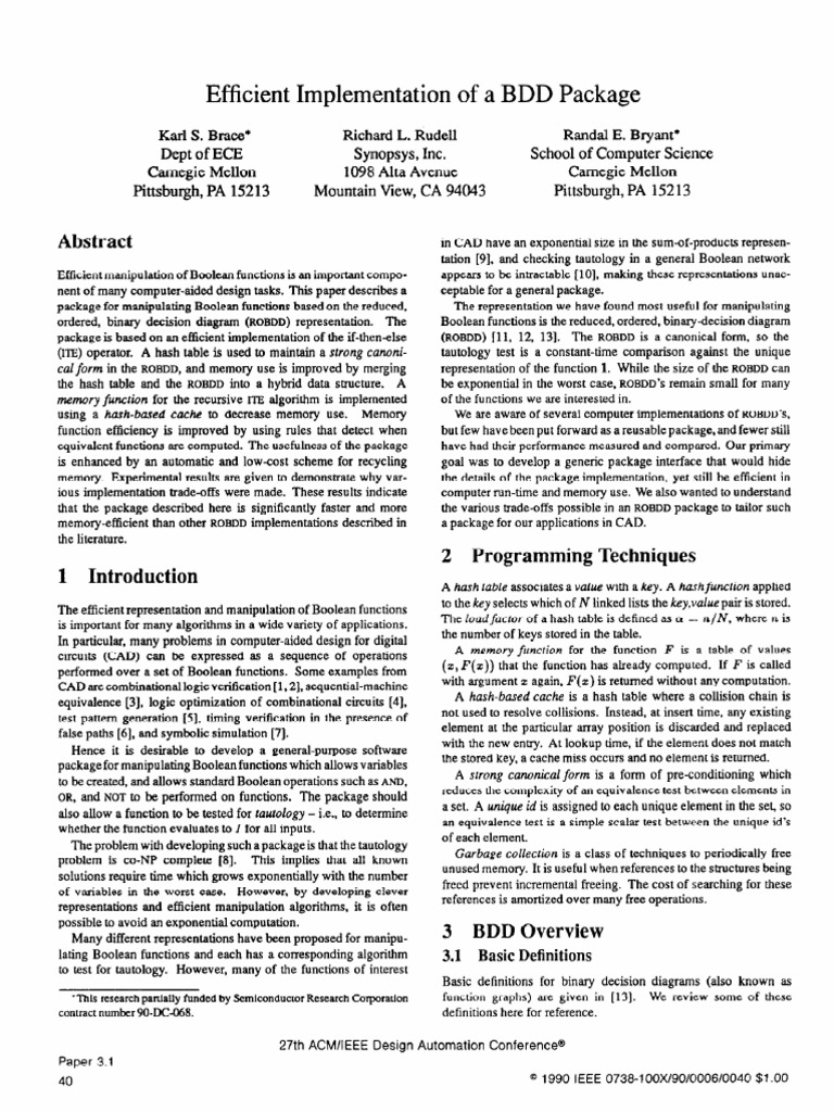 Efficient Implementation BDD Package | PDF | Computer Programming | Applied Mathematics