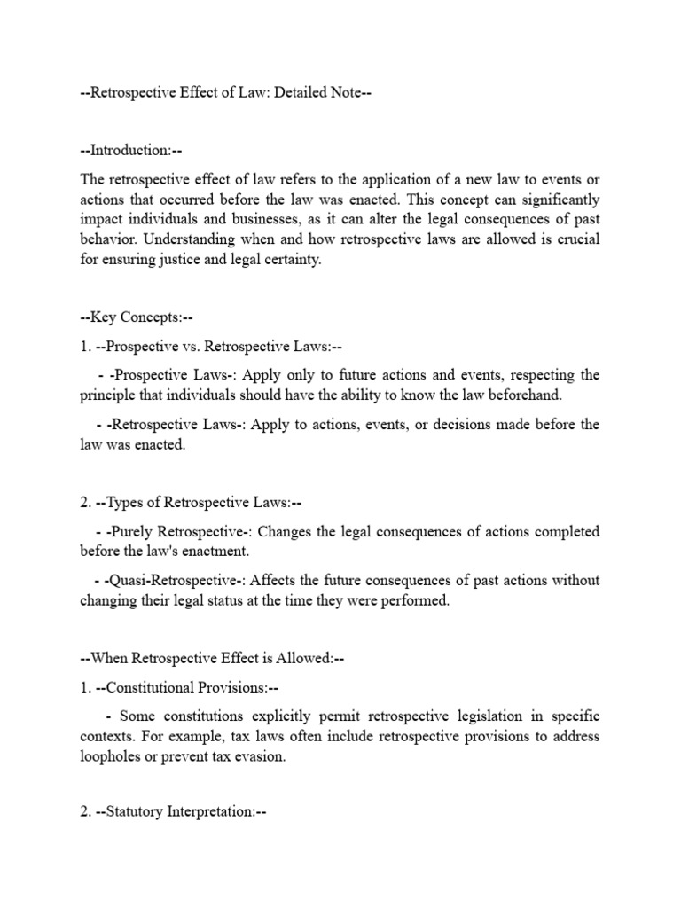 Retrospective Effect of Law | PDF | Ex Post Facto Law | Crimes