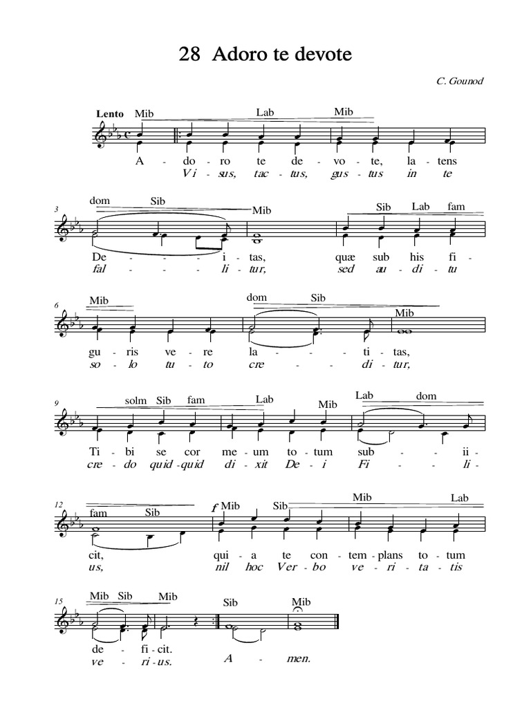 28 Adoro Te Devote (Gounod) - Partitura Completa | PDF | Alphabet latin