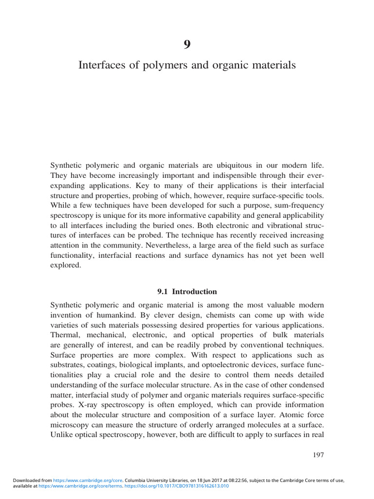 Interfaces of Polymers and Organic Materials | PDF | Spectroscopy | Infrared Spectroscopy