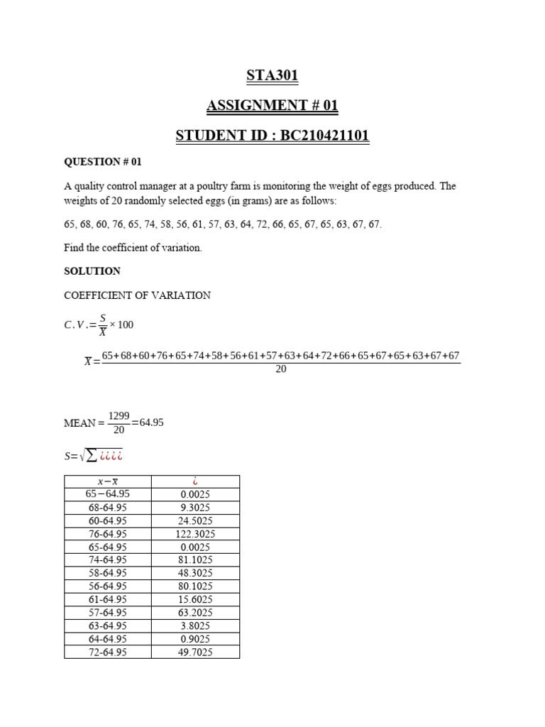 Spring 2024 - STA301 - 1 - BC210421101 | PDF | Median | Quartile