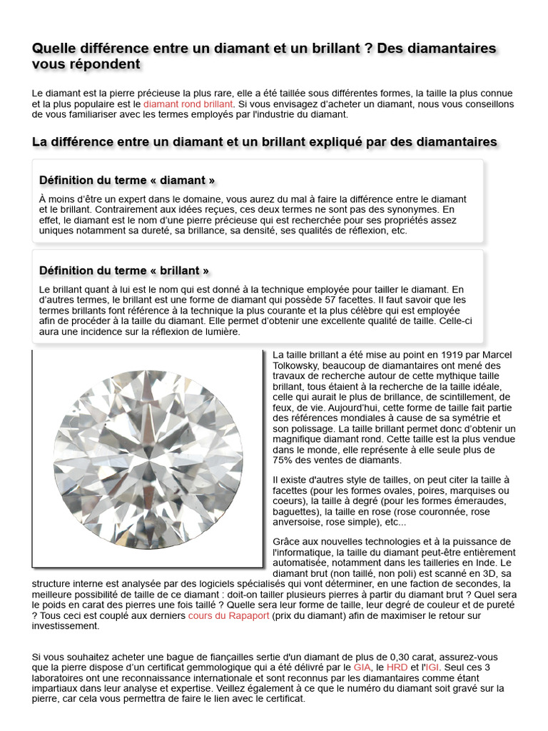 Différence entre diamant et brillant | PDF | Diamant