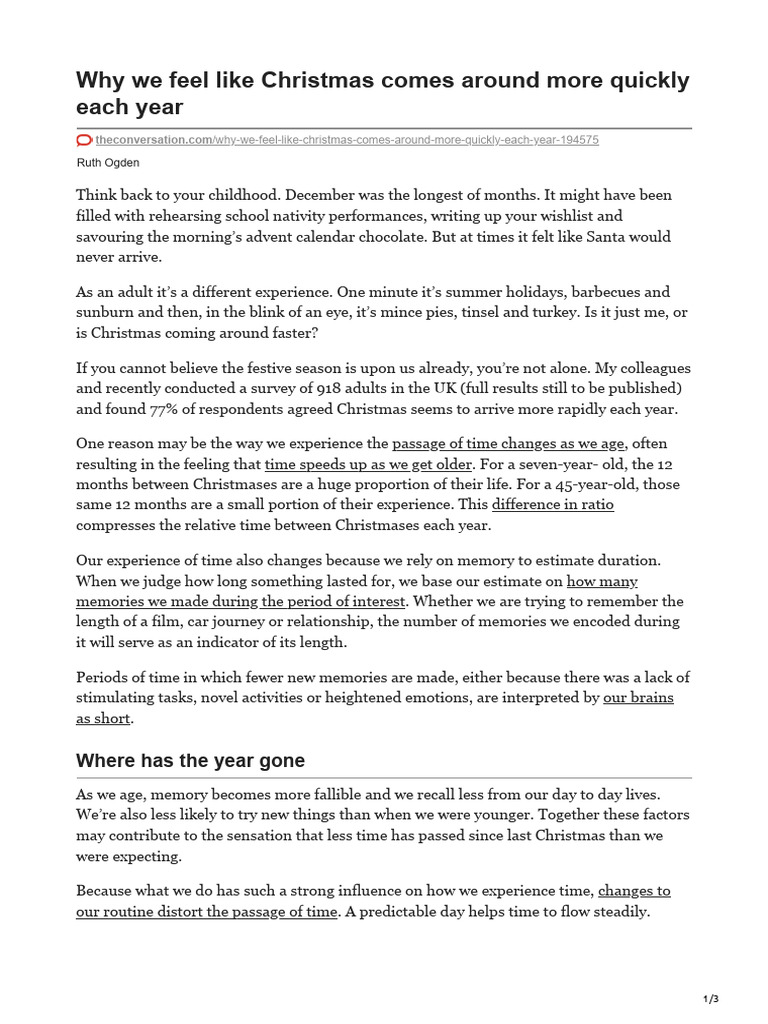 Theconversation Com Why We Feel Like Christmas Comes Around More | PDF ...