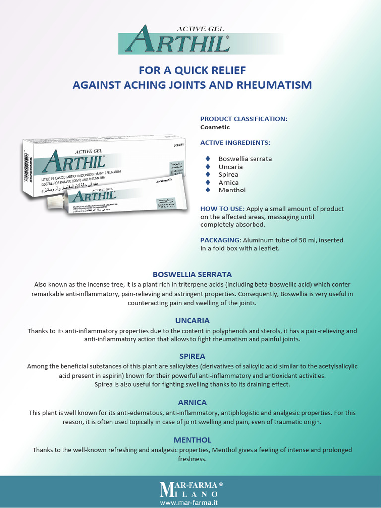Arthil Schede Eng | PDF | Anti Inflammatory | Aspirin