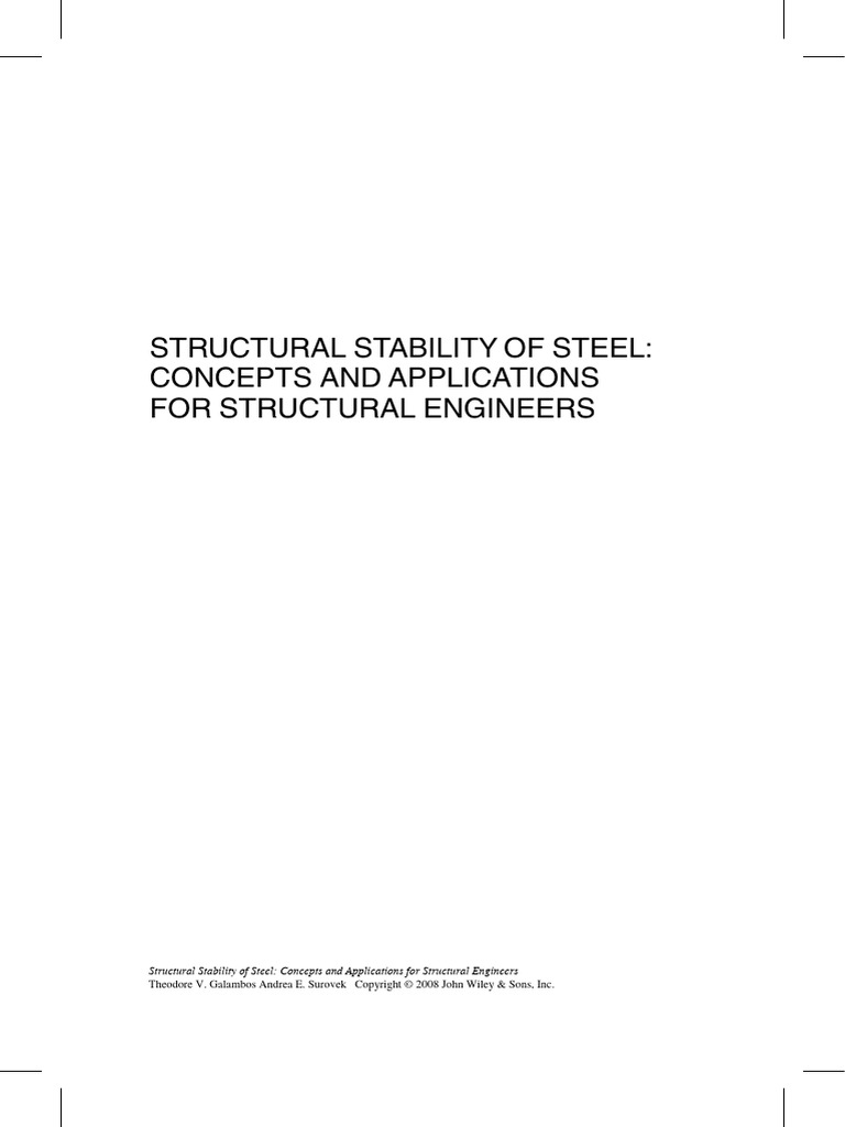 Structural Stability of Steel - 2008 - Galambos | PDF | Buckling | Beam ...