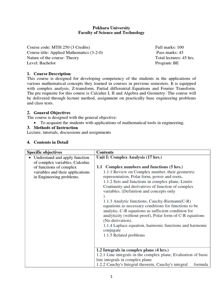 Applied Mathematics Course Overview | PDF | Fourier Transform | Equations
