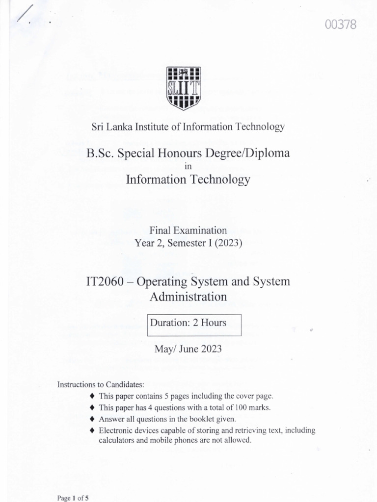 IT2060 - Operating System and System Administration | PDF | Computer ...