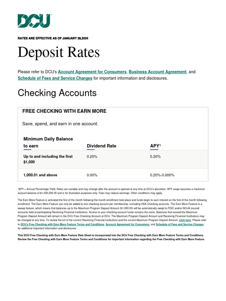 DCU Rate Sheet Printable | PDF | Fee | Transaction Account