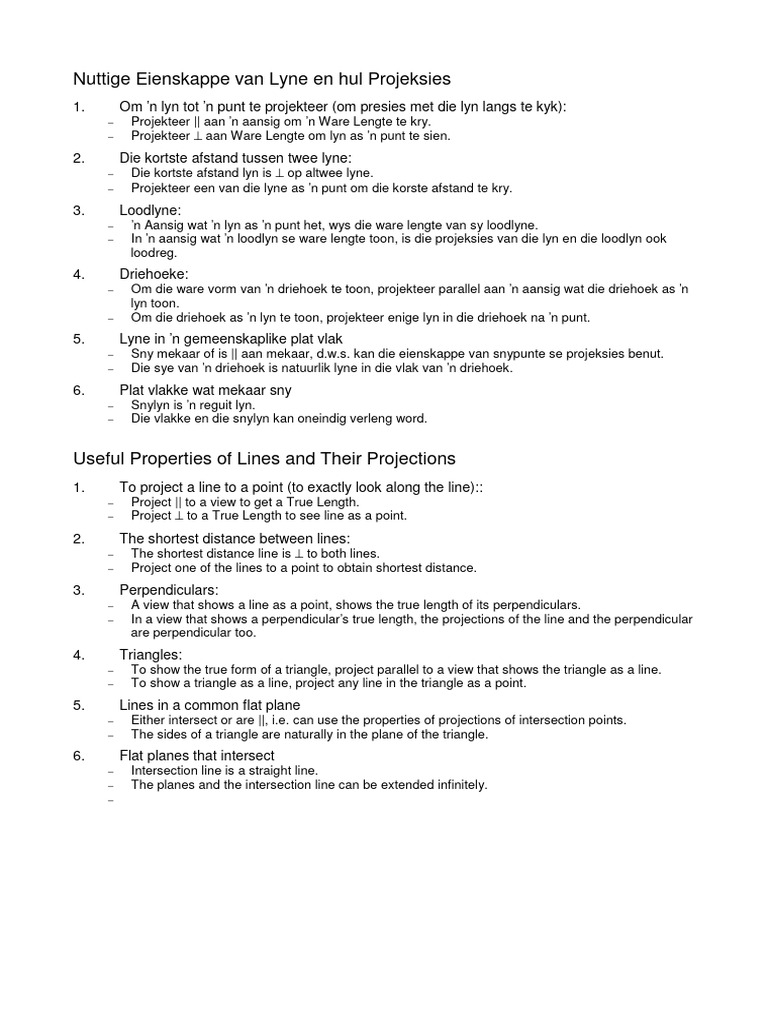 Descriptive Geometry - Nuttige Eienskappe Van Lyne | PDF