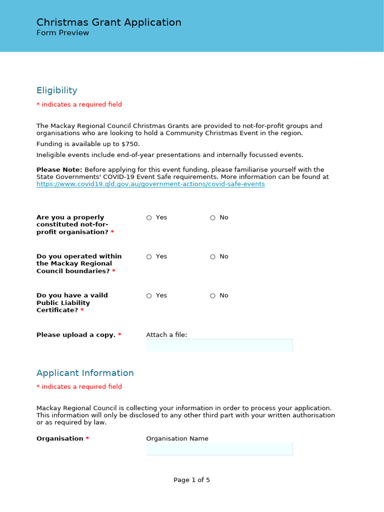 Mackay Christmas Grant Application Form | PDF | Taxes | Payments