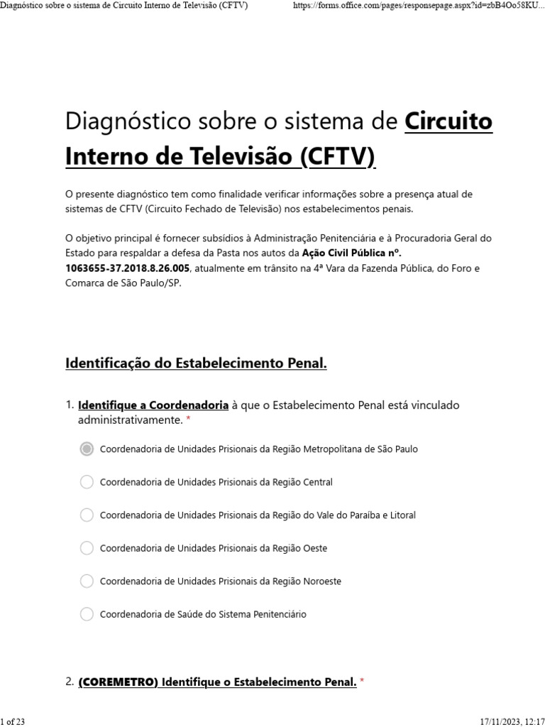 Diagnóstico sobre o sistema de Circuito Interno de Televisão (CFTV ...