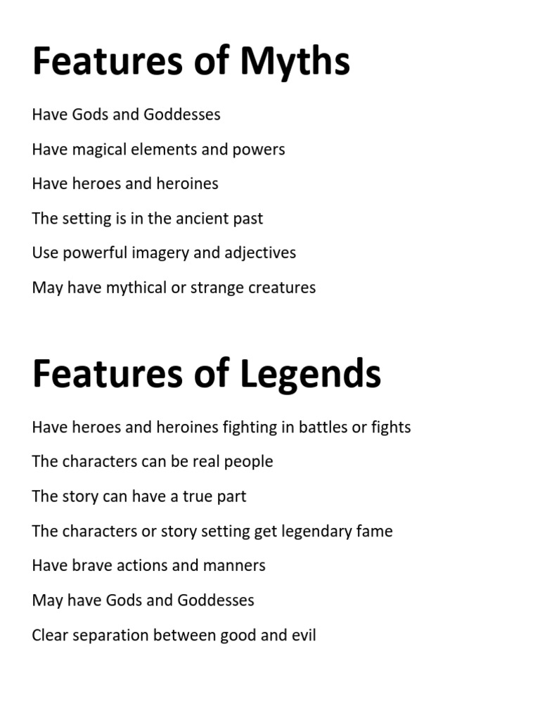 Myth and Legend Features Explained | PDF