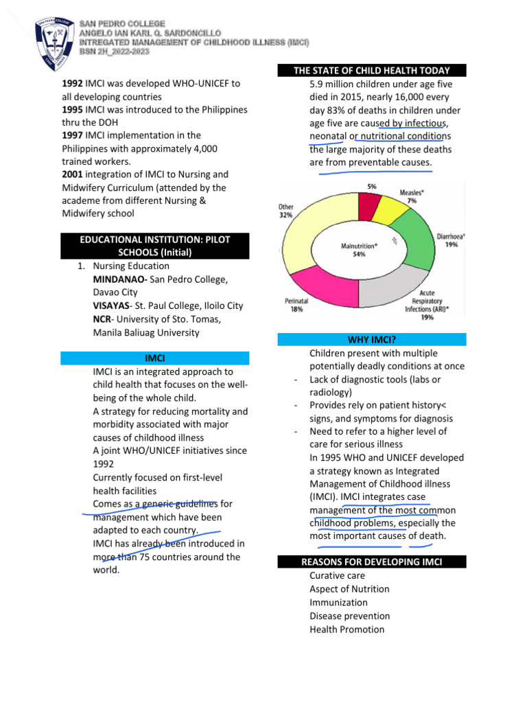 Imci Handout | PDF | Nursing | Social Programs