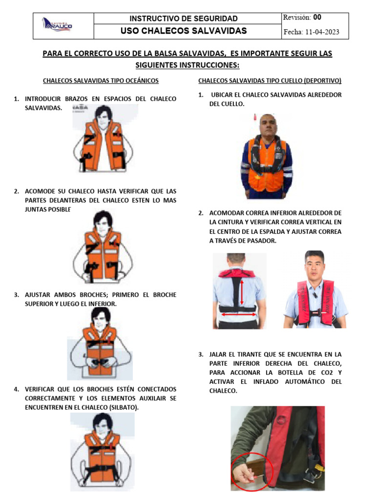 Instructivo Uso Chalecos Salvavidas | PDF | Ciencia y matemáticas | Tecnología