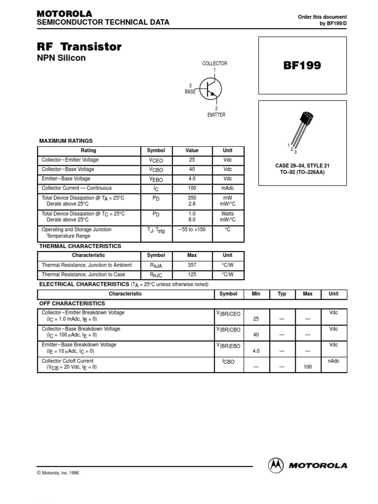 BF199 | Transistor | Bipolar Junction Transistor