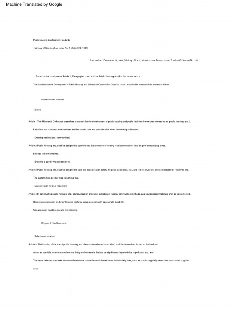Public Housing Development Standards | PDF | Infrastructure | Bathroom