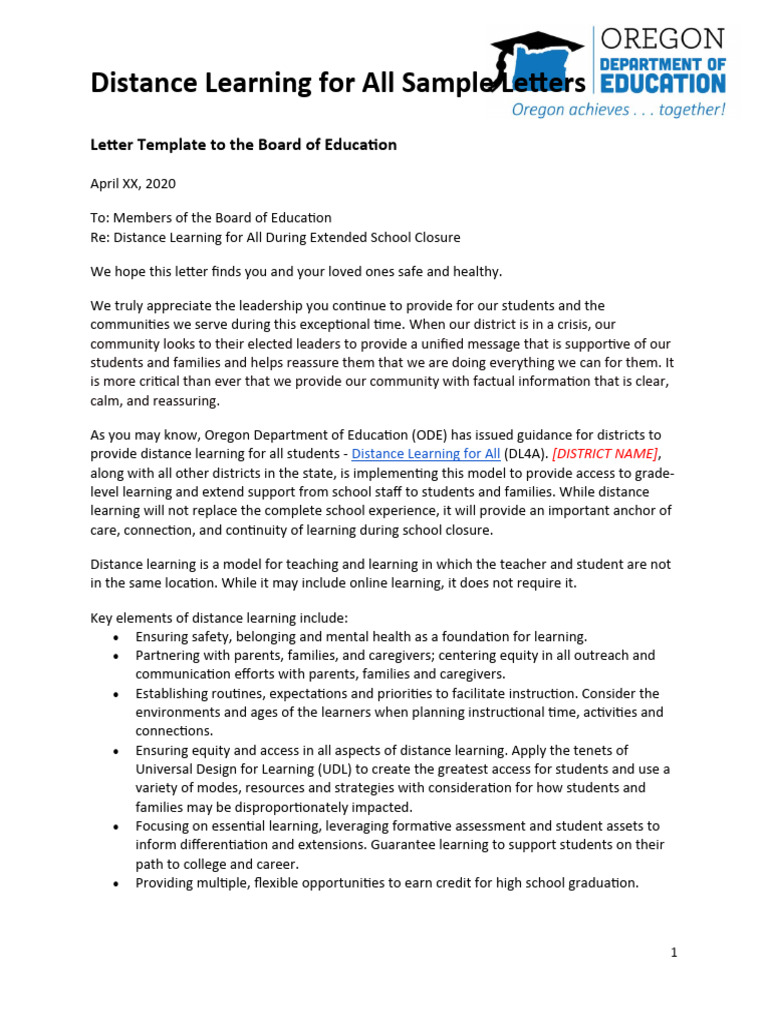 Distance Learning for All Sample Letters | Download Free PDF | Distance ...