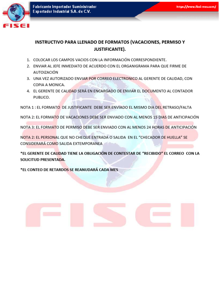 Instructivo para Llenado de Formatos | PDF