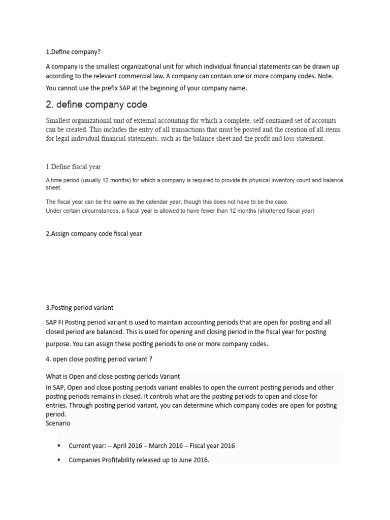 SAP Company Code and Posting Periods | PDF | Business | Business Economics