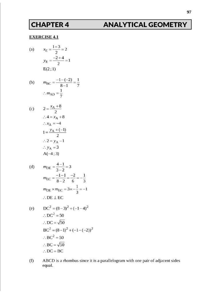 Gr11 Chapter 4 Solutions | PDF