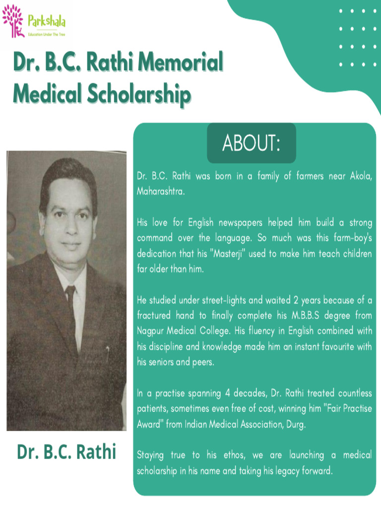 Dr. B.C. Rathi Memorial Medical Scholarship Details | PDF | Health Care