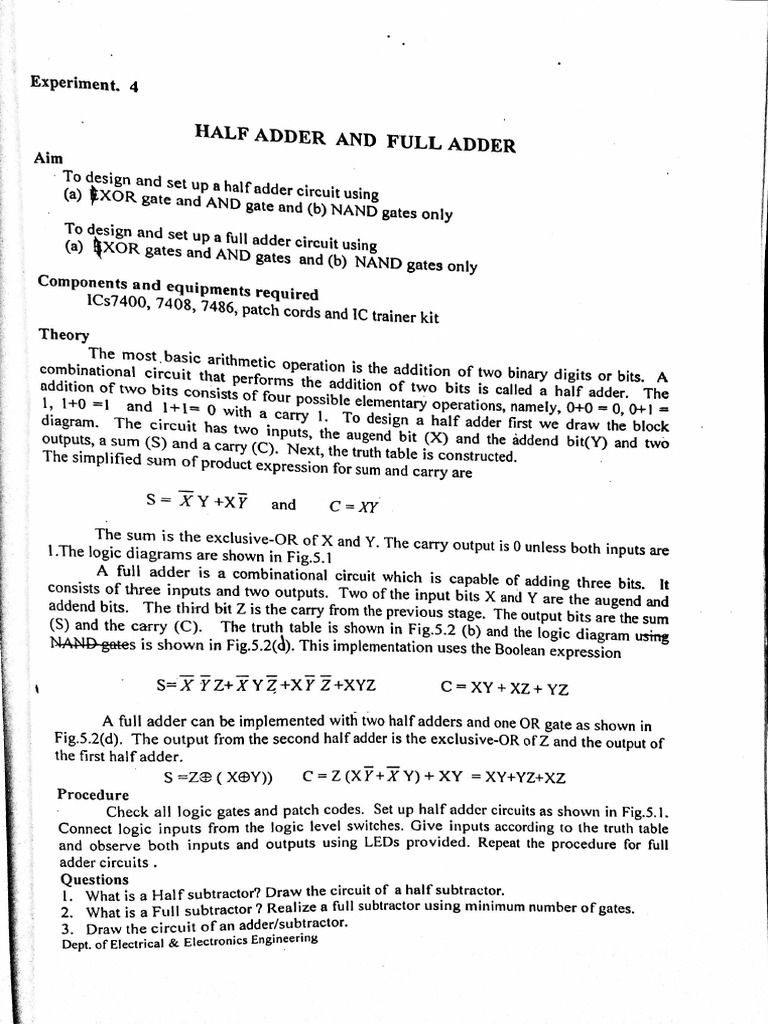 03 - Half Adder and Full Adder | PDF