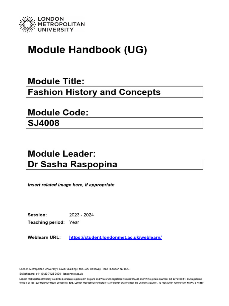 Fashion History & Concepts Module Handbook 23 24 | PDF | Educational ...