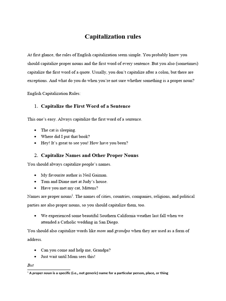 Capitalization Rules | PDF | Morphology | Linguistics