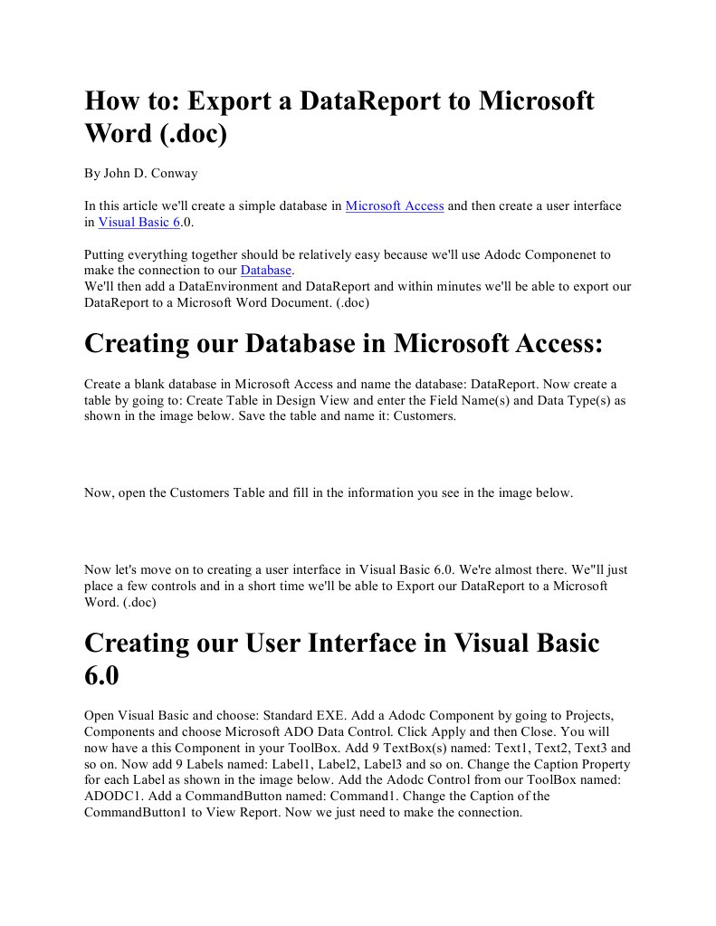 How To Export A Data Report To Microsoft Word | PDF | Microsoft Access ...