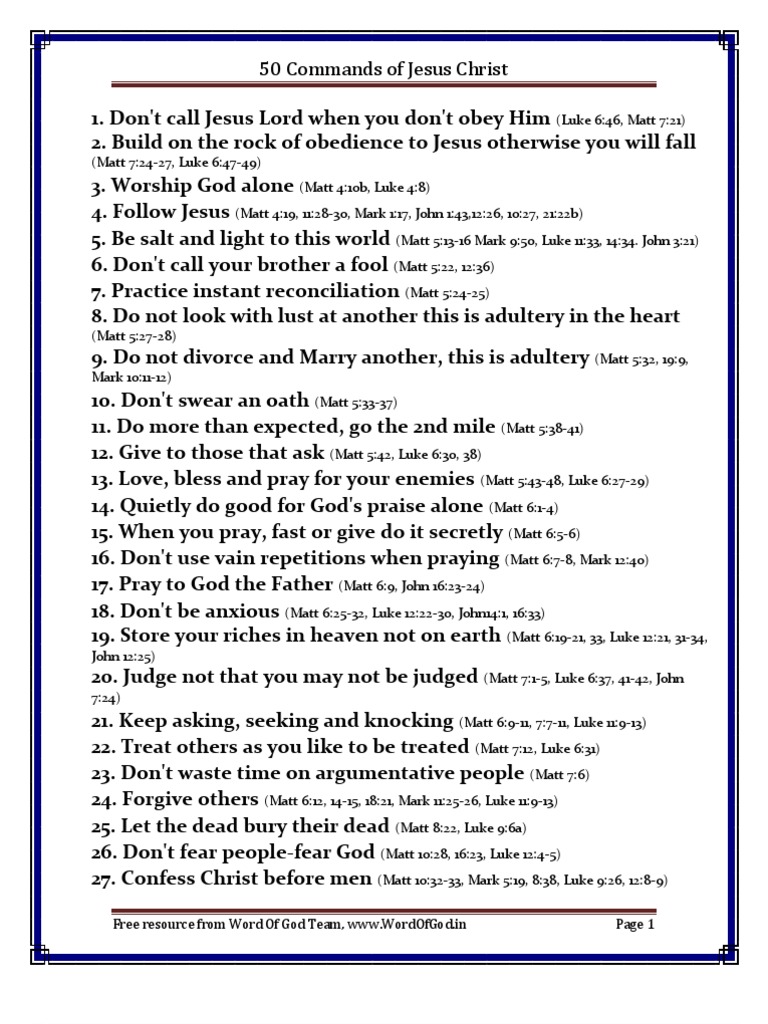 Commands of Jesus | PDF | Gospel Of Luke | Monotheism