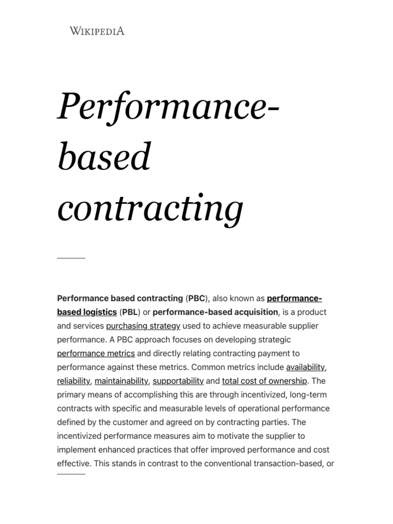 Performance-Based Contracting | PDF | Business Economics | Business