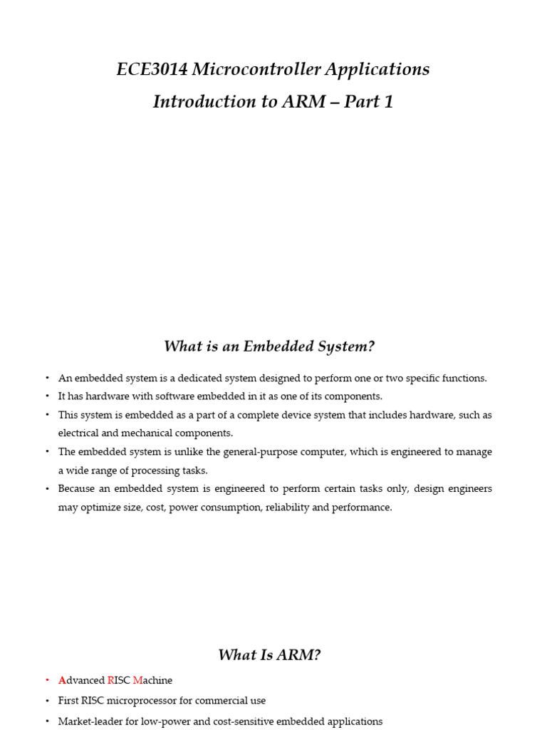 ARM Microcontroller Basics | PDF | Embedded System | Central Processing Unit