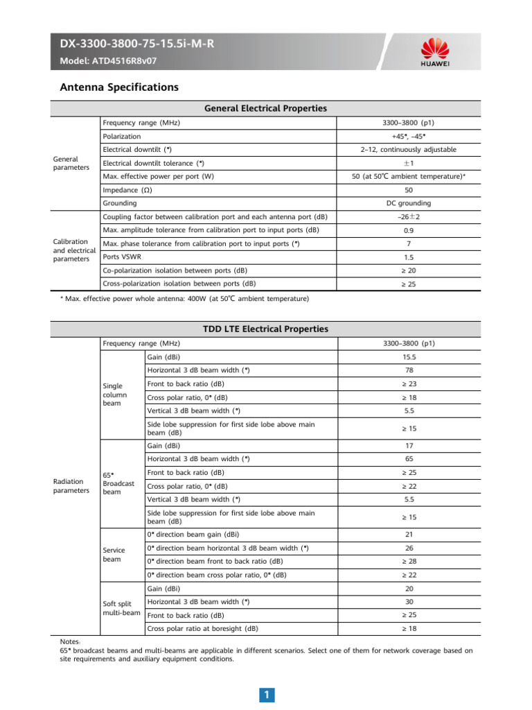ANT-ATD4516R8v07-2235-001 Datasheet | PDF | Antenna (Radio) | Decibel