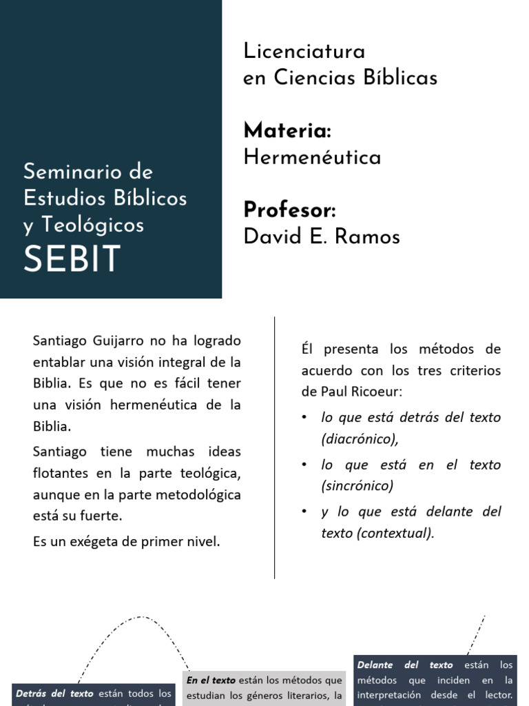 Presentación Clase 1, Hermenéutica - Sebit - DR David e Ramos | PDF ...